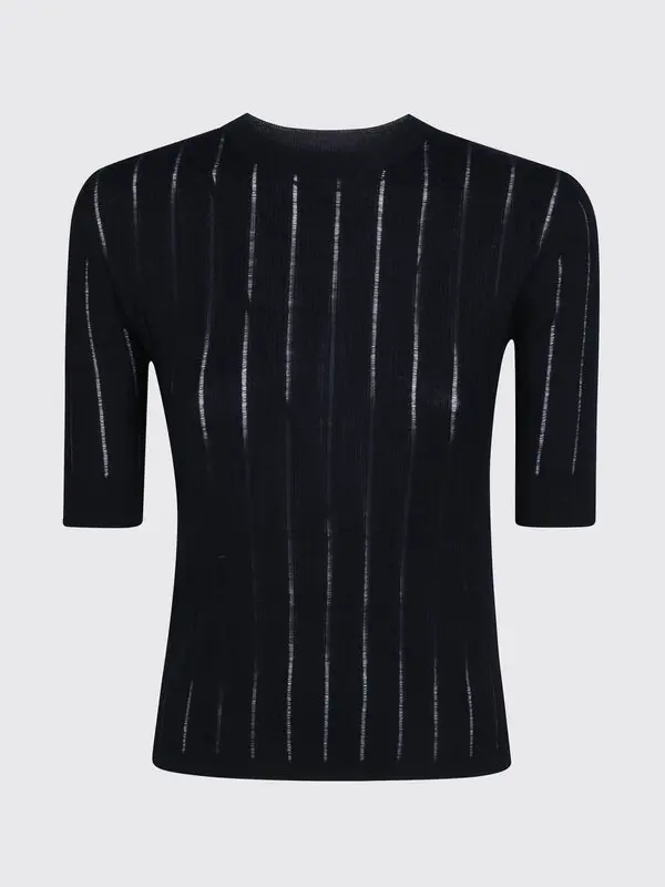 Max Mara Ribbed Knit Top With Raglan Sleeves - Navy Blue