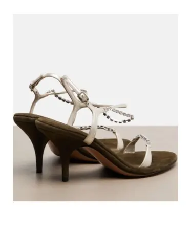 Chloé Zia Embellished Metallic Leather Sandals