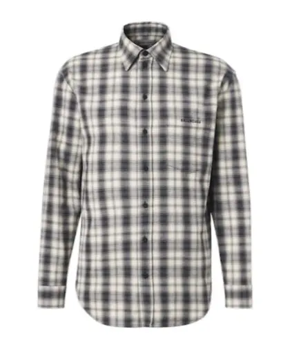 Balenciaga Checked Cotton Flannel Shirt - Gray