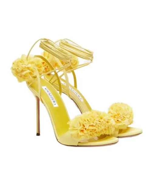 AQUAZZURA Cherry Kiss Appliqué Sandals - Yellow