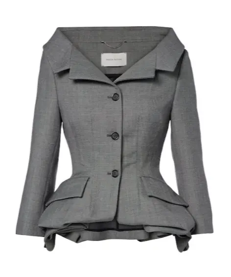 Magda Butrym Peplum Virgin Wool Blazer - Gray