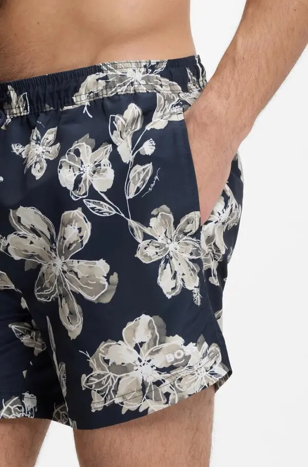 Hugo Boss Quick-dry Swim Shorts With All-over Print
