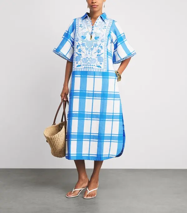 Verandah Printed Collared Tunic Midi Dress