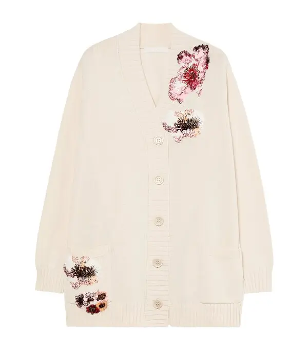 Marina Rinaldi Cotton Sequin Floral Cardigan