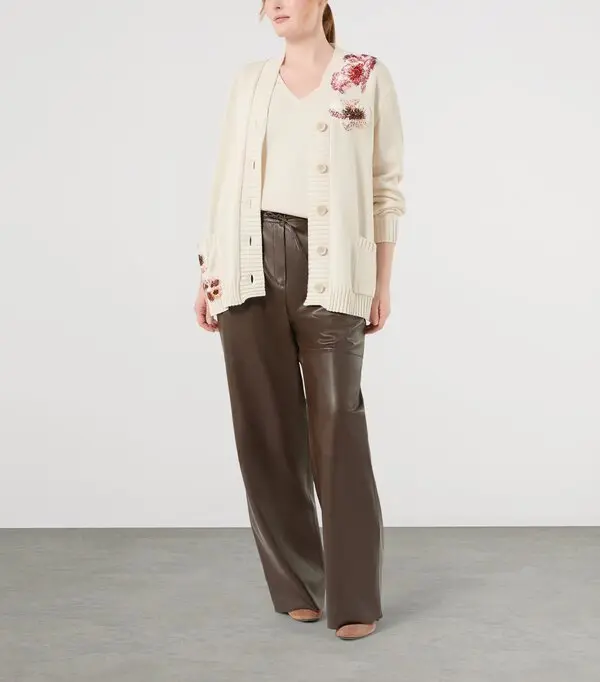 Marina Rinaldi Cotton Sequin Floral Cardigan