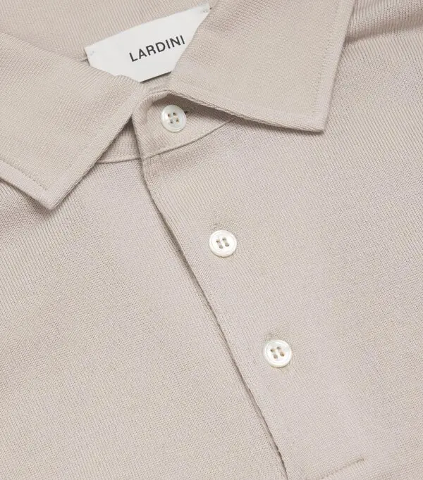LARDINI Virgin Wool Long-sleeve Polo Shirt - Beige