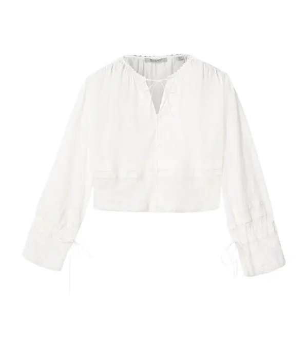 ALLSAINTS Organic Cotton Colette Lace Trimmed Top