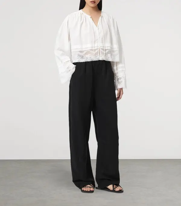 ALLSAINTS Organic Cotton Colette Lace Trimmed Top