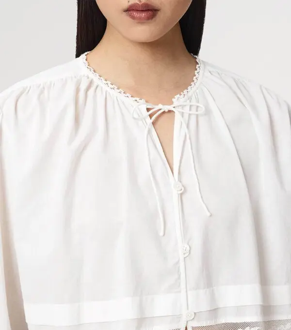 ALLSAINTS Organic Cotton Colette Lace Trimmed Top