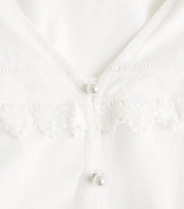 Barbour Cotton Tisbury Blouse With Sailor Collar And Peplum Hem