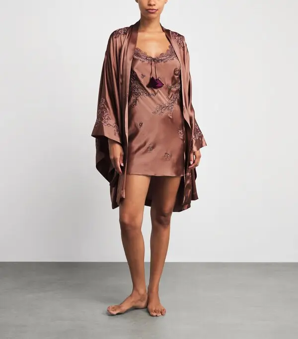 TORLOWEI Silk Patsy Mini Slip Dress With Lace Appliqués