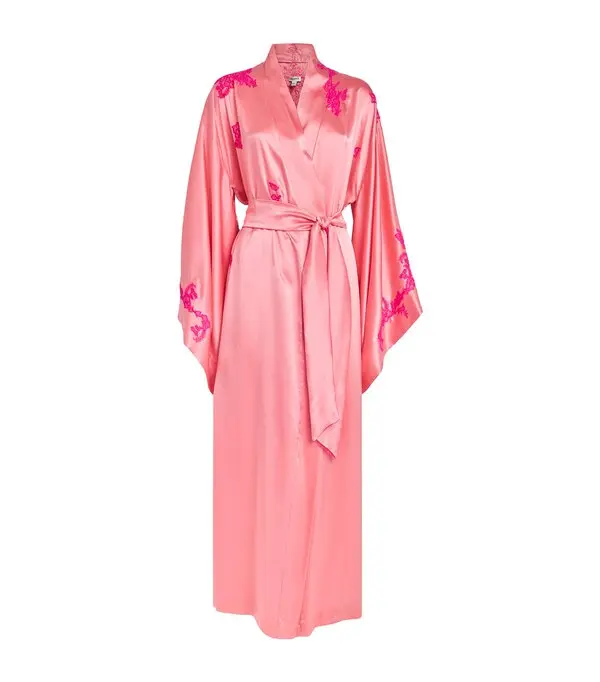 TORLOWEI Silk Tokoni Long Kimono - Pink