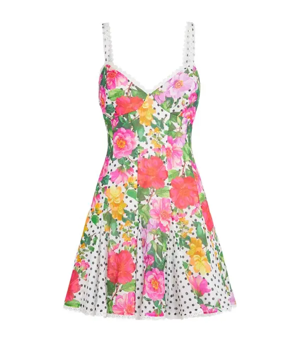 Charo Ruiz Ibiza Rosela Floral & Polka Dot Mini Dress - White