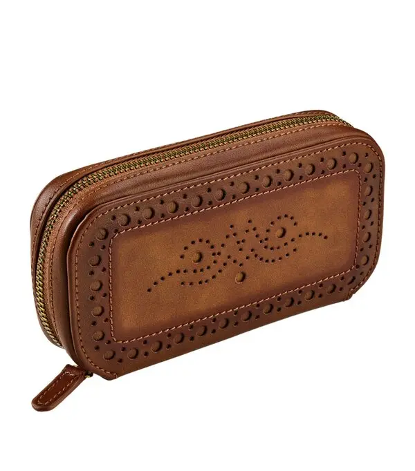 Wolf Brogue Zipped Watch Case With Brass Hardware