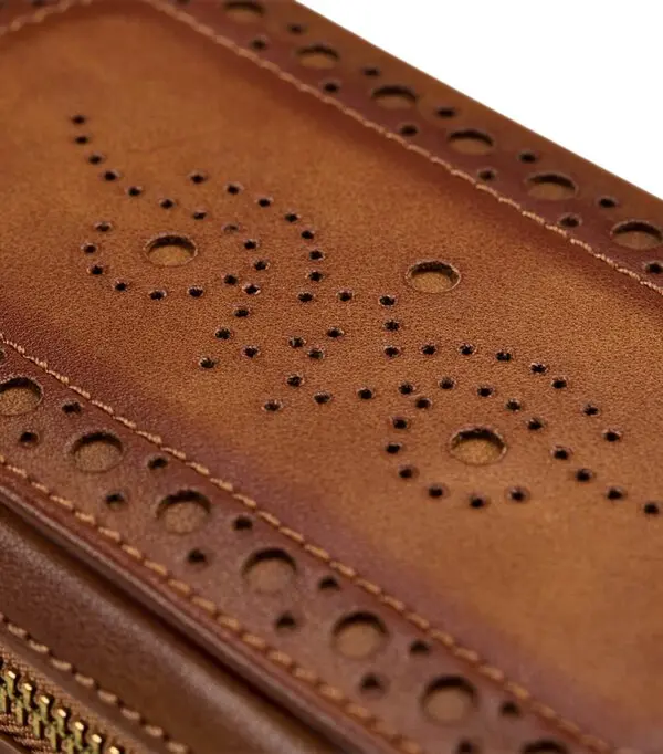 Wolf Brogue Zipped Watch Case With Brass Hardware