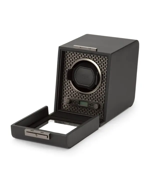 Wolf Axis Single Watch Winder With Locking Glass Cover