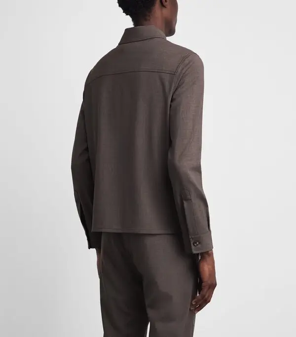 Marco Pescarolo Zip Up Avi Shacket In Stretch Wool