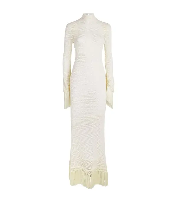 TALLER MARMO New Mexico Maxi Dress With Fringe - White
