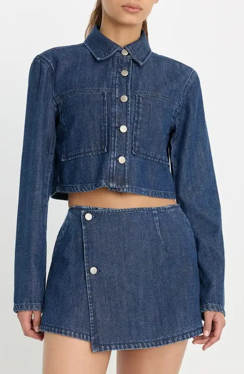 Good American Cropped Denim Jacket - Indigo1187