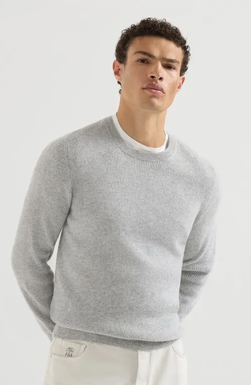 Brunello Cucinelli Cashmere English Rib Sweater - Pebble