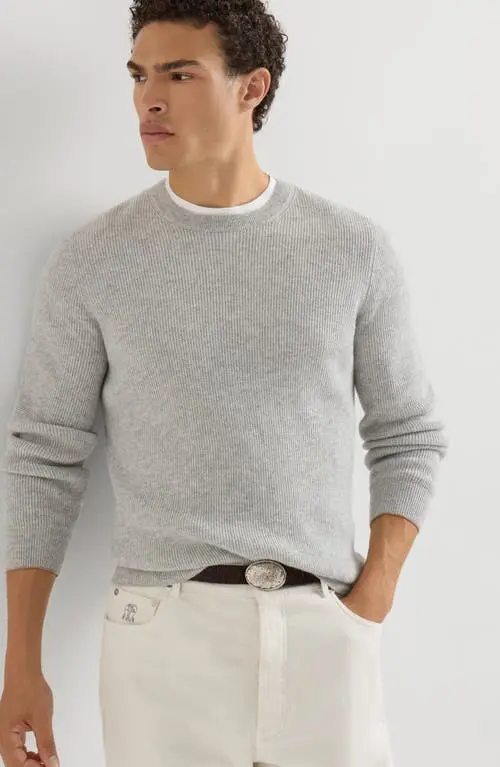 Brunello Cucinelli Cashmere English Rib Sweater - Pebble