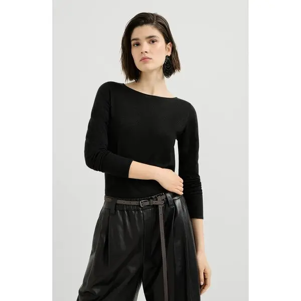 Brunello Cucinelli Sparkling Cashmere And Silk Lightweight Sweater - Black