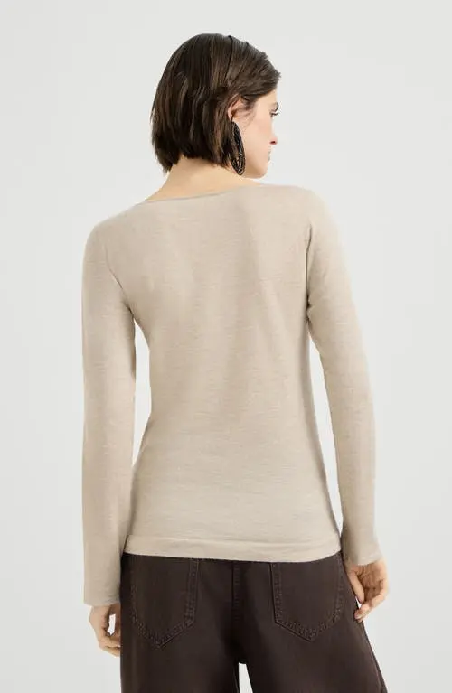 Brunello Cucinelli Sparkling Cashmere And Silk Lightweight Sweater - Desert