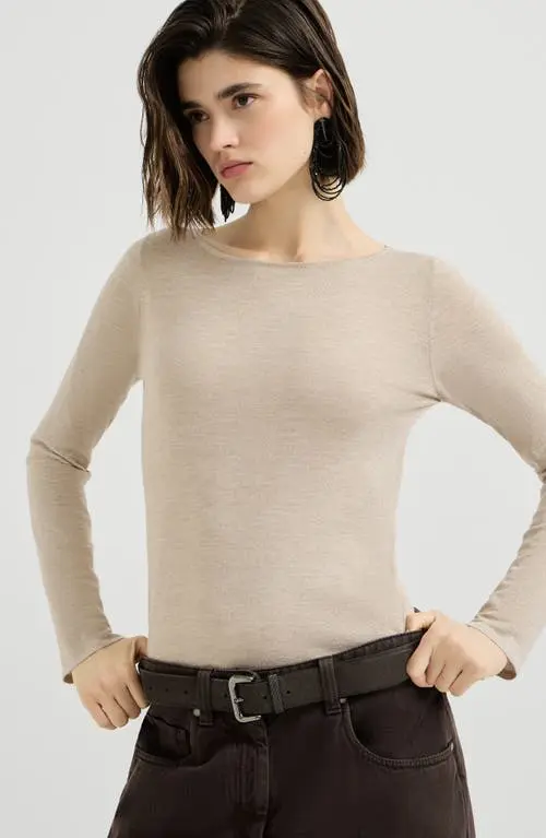 Brunello Cucinelli Sparkling Cashmere And Silk Lightweight Sweater - Desert