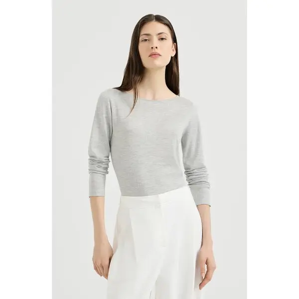 Brunello Cucinelli Sparkling Cashmere And Silk Lightweight Sweater - Light Grey