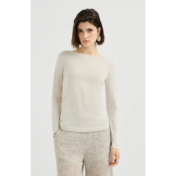 Brunello Cucinelli Sparkling Cashmere And Silk Lightweight Sweater - Milk