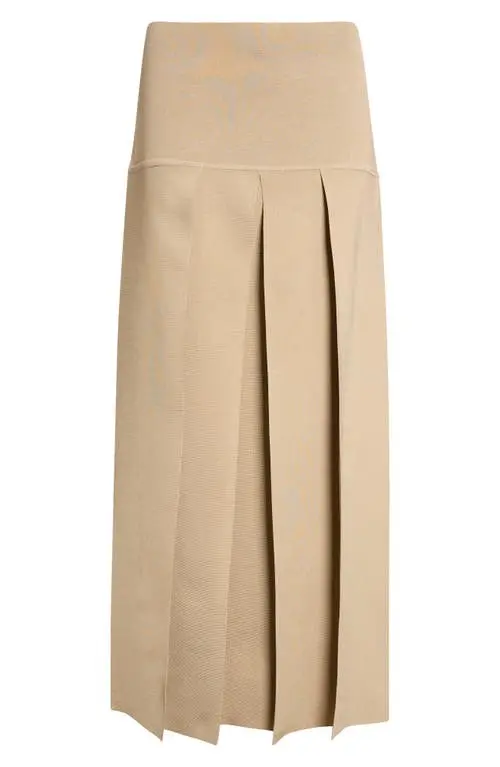 Alaïa Pleated Knit Maxi Skirt - Mastic