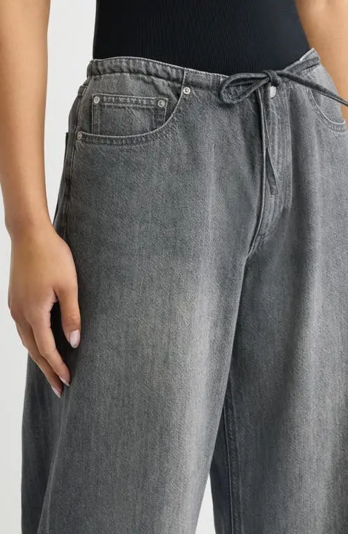 DL1961 Dl Aura Sienna Low Slung Drawstring Wide Leg Jeans - Ash Grey Aura