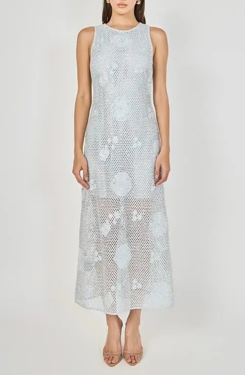Endless Rose Texture Sleeveless Maxi Dress - Blue