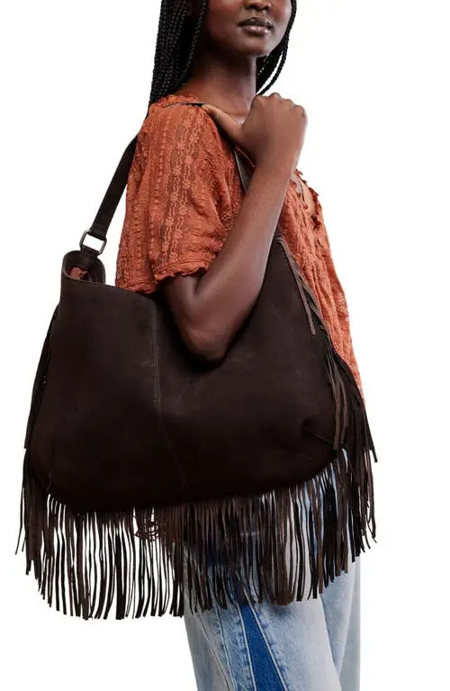 Free People Finn Fringe Leather Shoulder Bag