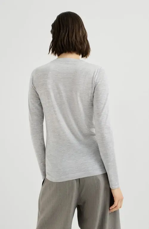 Brunello Cucinelli Cashmere And Silk Lightweight Sweater - Light Grey