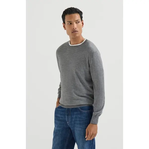 Brunello Cucinelli Cashmere And Silk Lightweight Sweater - Dark Grey