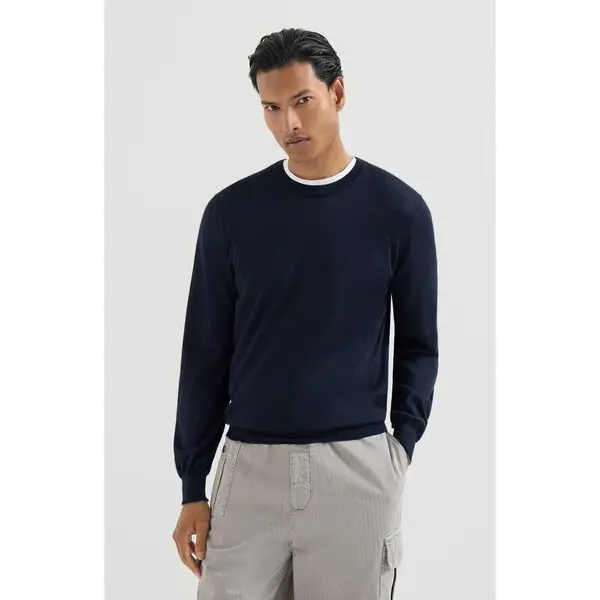 Brunello Cucinelli Cashmere And Silk Lightweight Sweater - Navy Blue