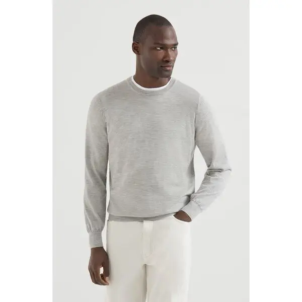 Brunello Cucinelli Cashmere And Silk Lightweight Sweater - Pebble