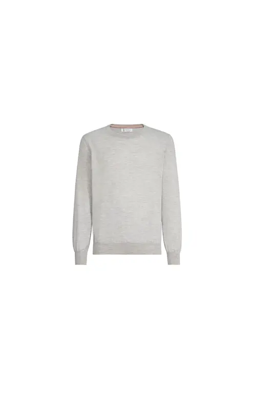 Brunello Cucinelli Cashmere And Silk Lightweight Sweater - Pebble