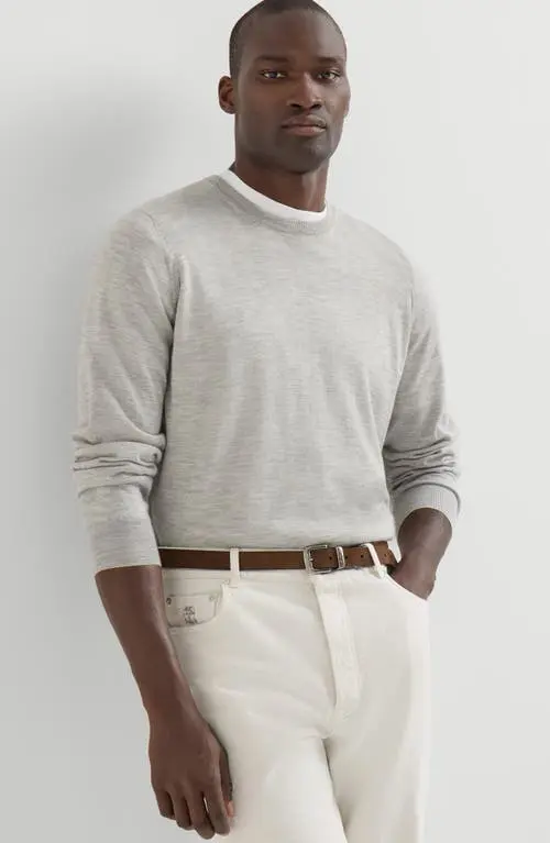 Brunello Cucinelli Cashmere And Silk Lightweight Sweater - Pebble