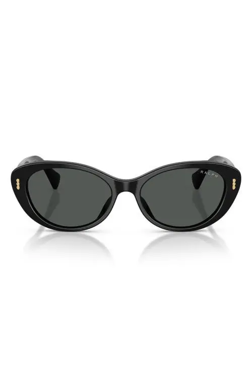 Ralph Lauren Oval Sunglasses - Shiny Black/grey