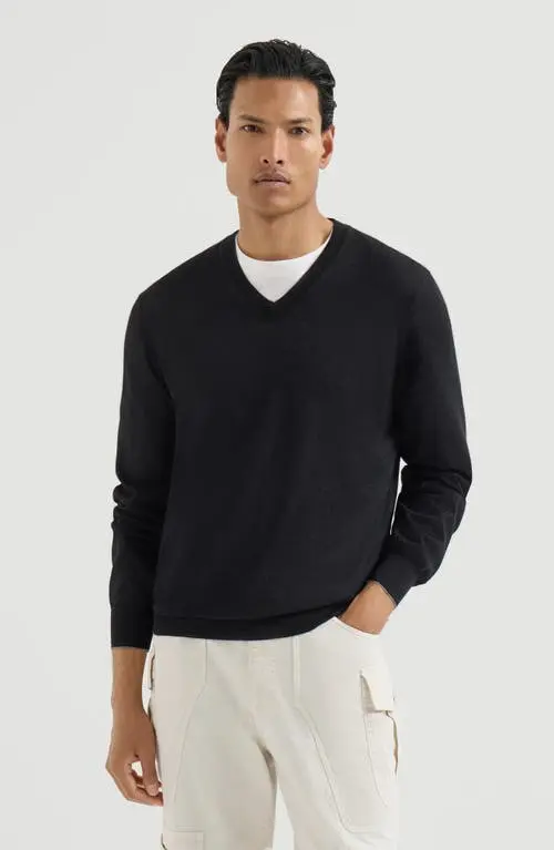 Brunello Cucinelli Cashmere And Silk Lightweight Sweater - Black