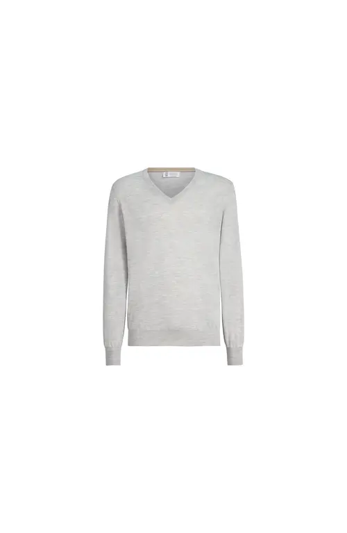 Brunello Cucinelli Cashmere And Silk Lightweight Sweater - Pebble