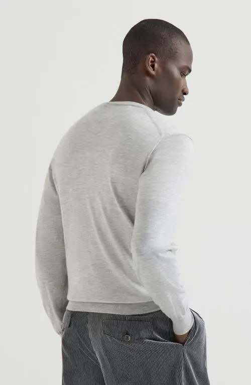 Brunello Cucinelli Cashmere And Silk Lightweight Sweater - Pebble
