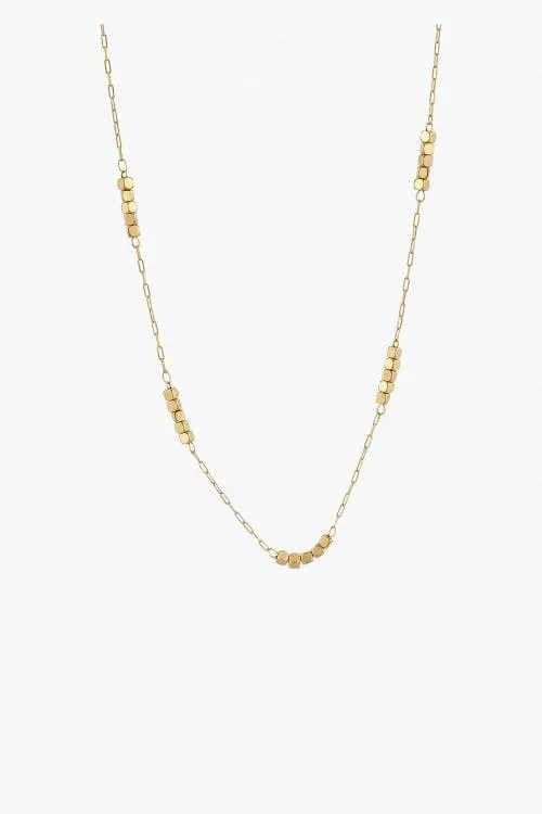 MEIDEYA Square Beads Choker Necklace - Gold