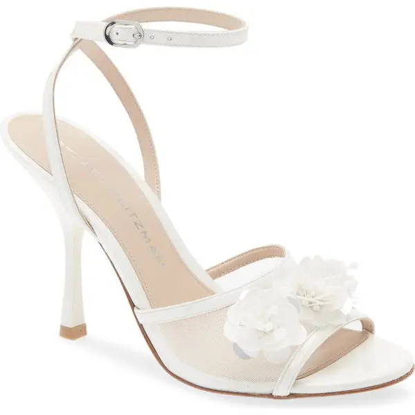 STUART WEITZMAN Floral Appliqué Ankle Strap Sandal