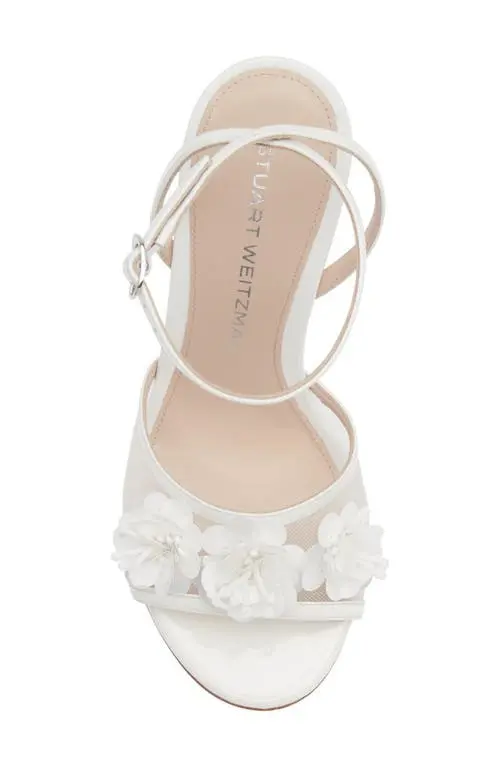STUART WEITZMAN Floral Appliqué Ankle Strap Sandal