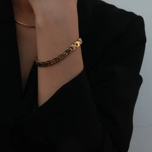 MEIDEYA Aleah 18k Plated Stainless Steel Link Bracelet