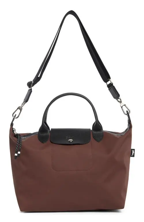 Longchamp Le Pliage Energy Canvas Handbag With Leather Trim - Cocoa