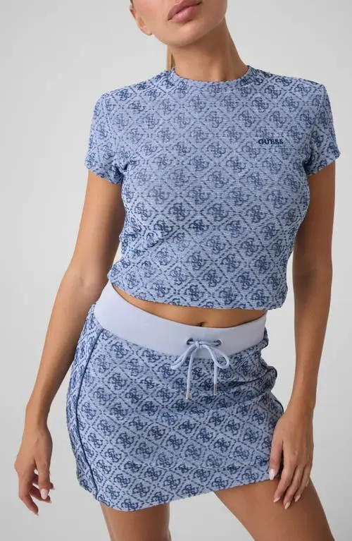 Guess Allover Logo Graphic T-shirt - Fbi5-navy